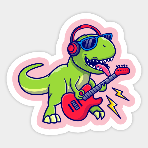 Cute Dinosaur Playing Guitar Music Cartoon - Cute Dinosaur Playing ...