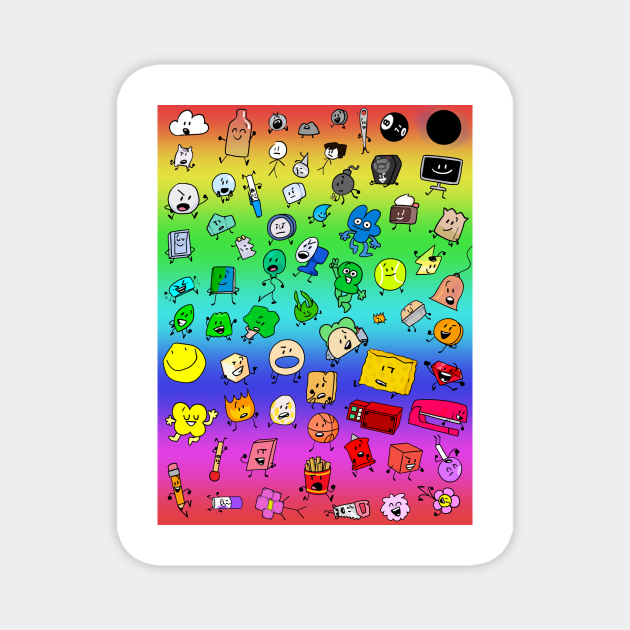 BFDI All Characters (Rainbow) - Bfb - Magnet | TeePublic