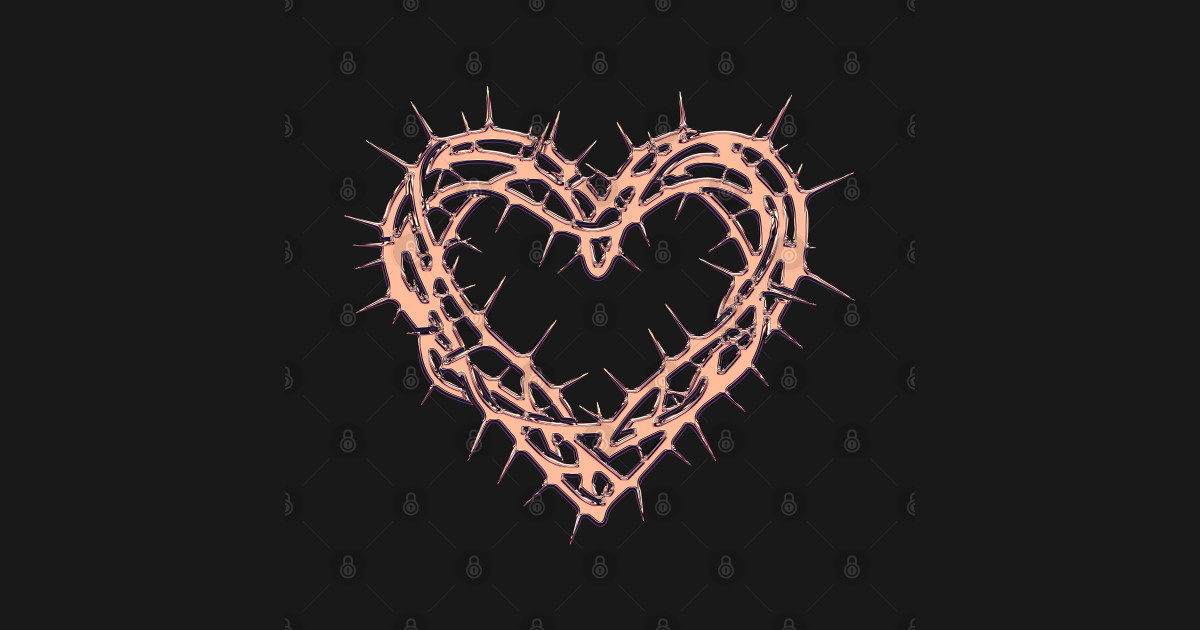 Thorn Heart Crown Chrome Effect - Heart - T-Shirt | TeePublic