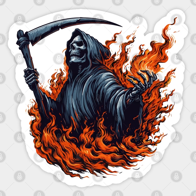 Reaper on Fire - Reaper - Sticker | TeePublic