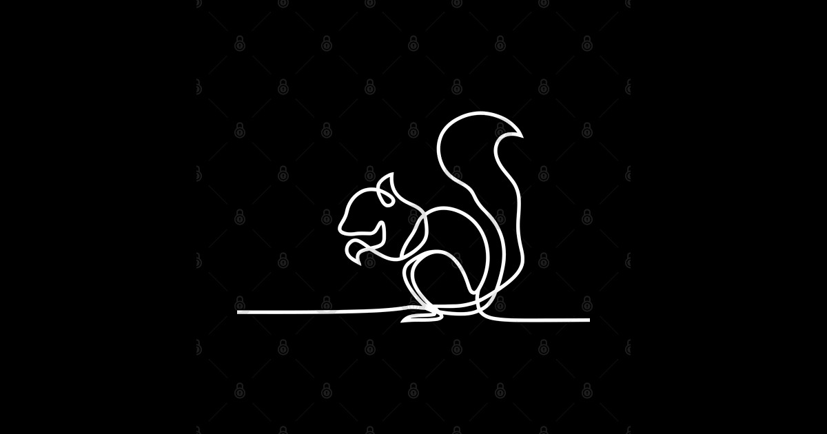 Squirrel Line Drawing - Squirrel - Sticker | TeePublic