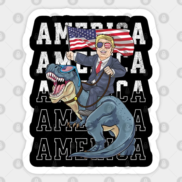 Trump Riding a Dinosaur - Trump - Sticker | TeePublic