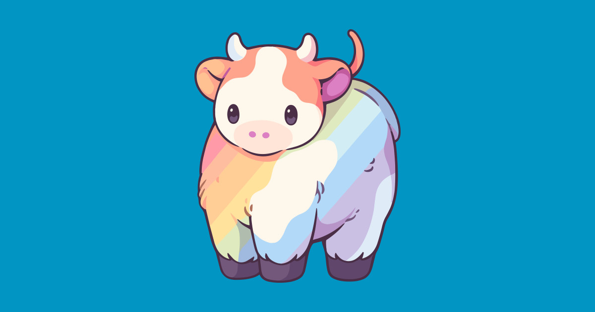 Cute Rainbow Cow - LGBTQ - Cow - T-Shirt | TeePublic
