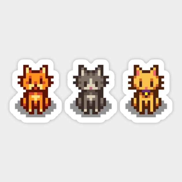 Stardew Valley Pets: 3 Cats - Sdv - Sticker | TeePublic