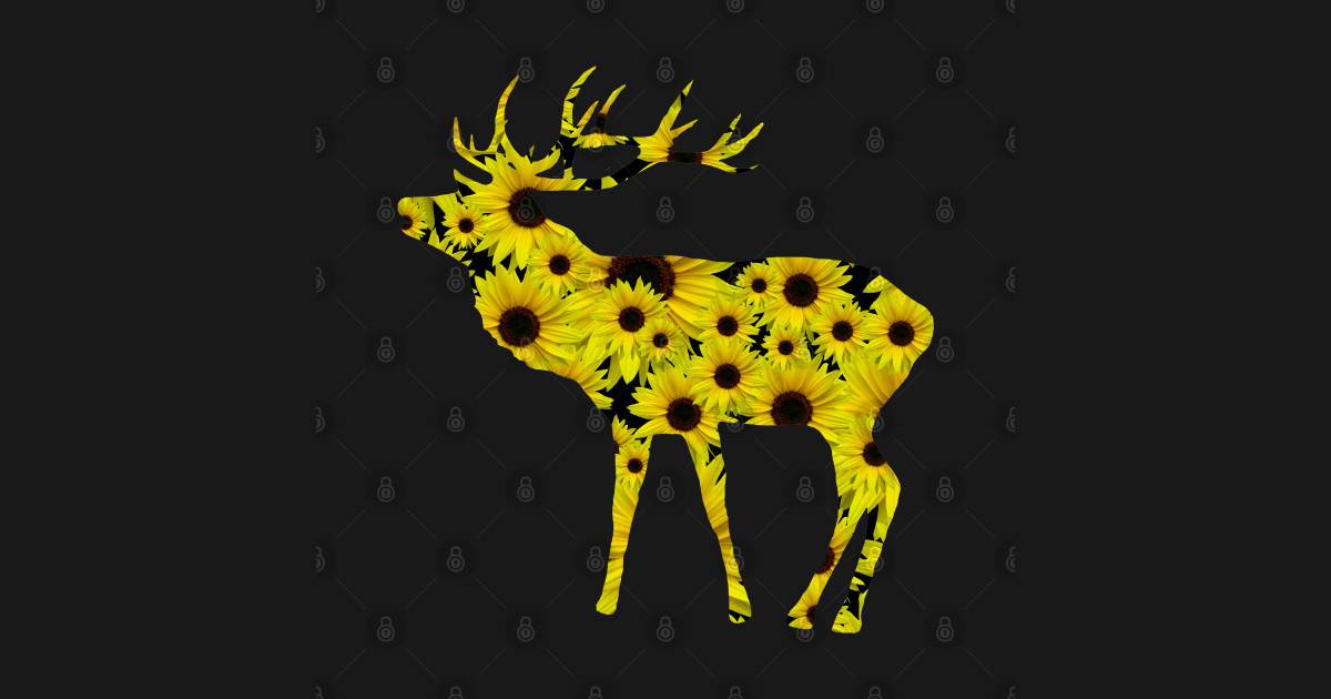 deer, stag, sunflowers, wild animal, hunting sunflower - Deer Artwork ...