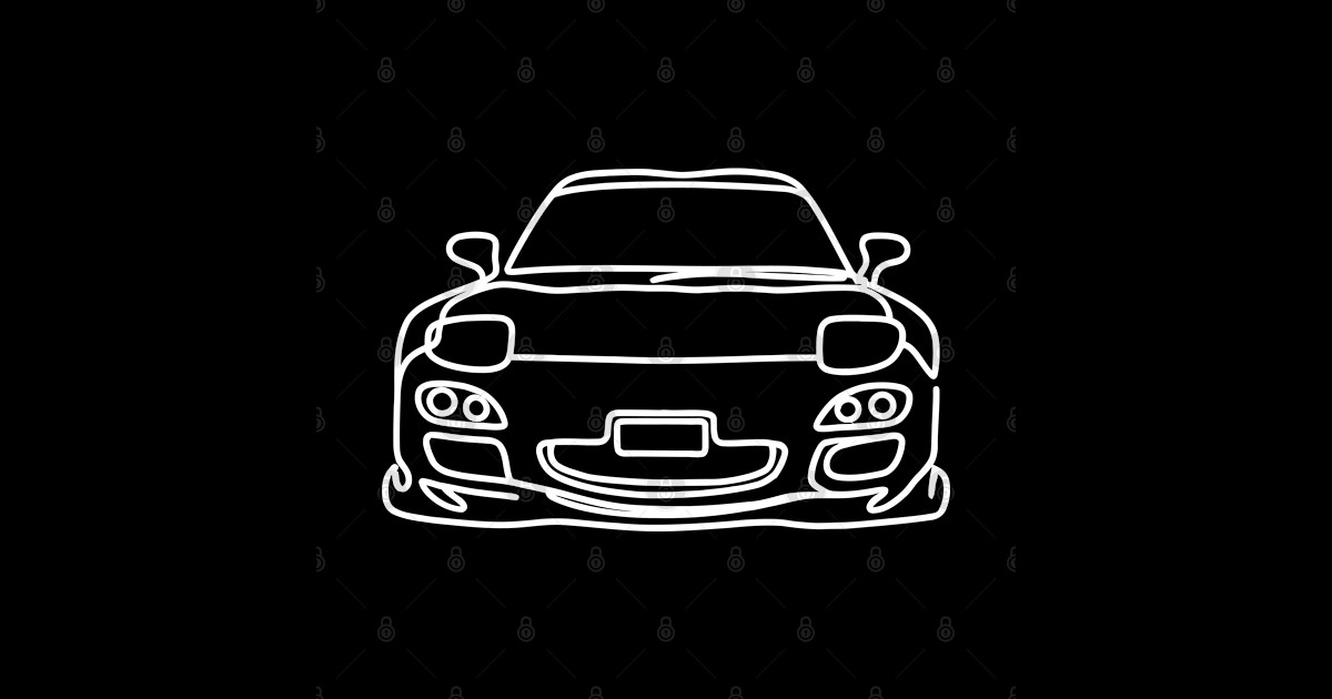 Mazda RX7 Line Drawing - Mazda Rx7 - Sticker | TeePublic