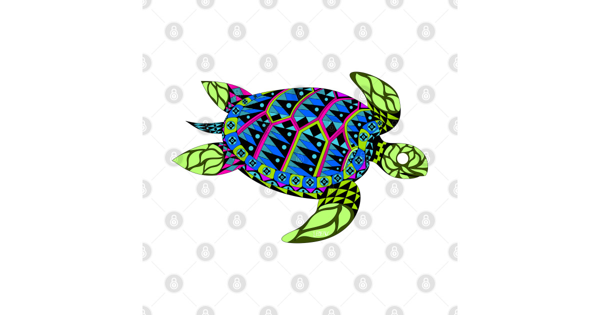 green radioactive turtle in ecopop mutant pattern from the floral ...