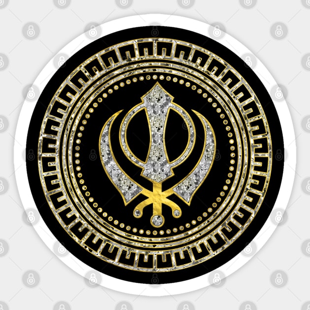 Decorative Khanda symbol with gemstones - Khanda - Sticker | TeePublic
