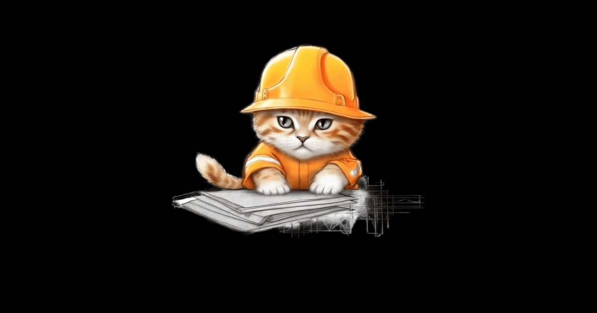 Construction Kitten - Kitten - Sticker | TeePublic