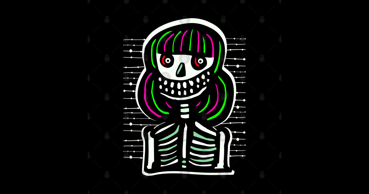 Pretty Bone Girl - Skeleton - Sticker | TeePublic