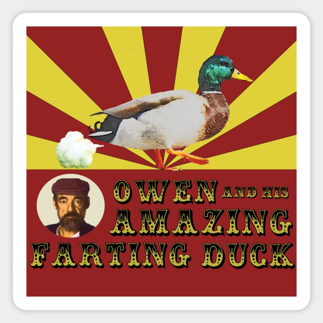 Owen and His Amazing Farting Duck - Vicar Of Dibley - Sticker | TeePublic