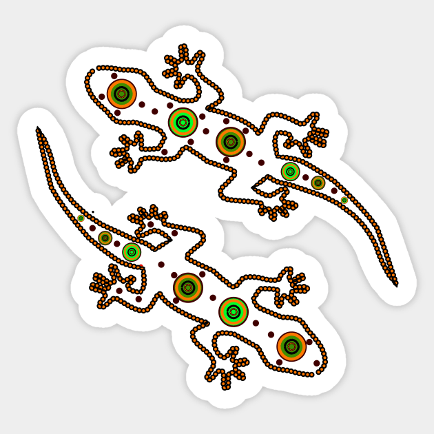 Lizards- aboriginal art in purple - Lizards - Sticker | TeePublic