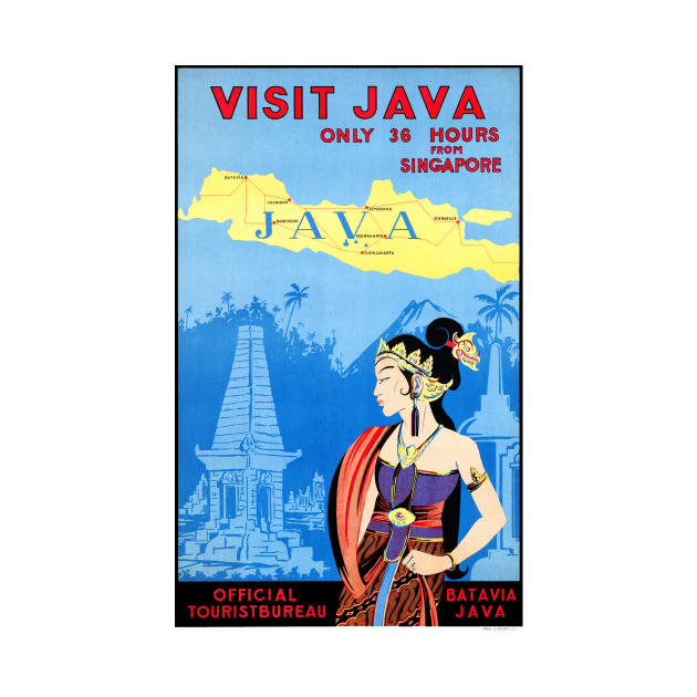 Vintage Travel Poster Indonesia Java Batavia - Indonesia - T-Shirt ...