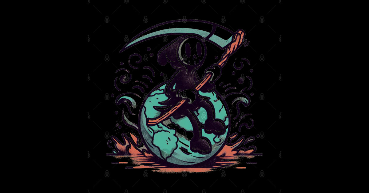 Grim Reaper Sitting On Earth - Grim Reaper Sitting On Earth - Sticker ...