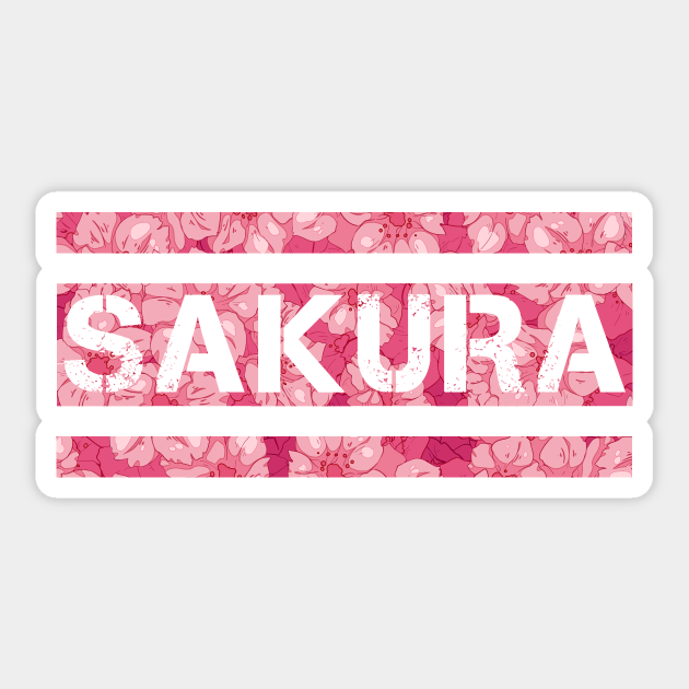 The cute pink sakura word - Sakura - Sticker | TeePublic