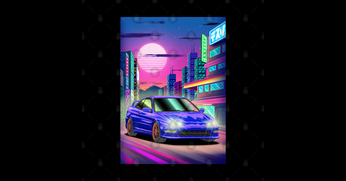 Blue Honda Integra Type R DC2 Synthwave - Integra - Posters and Art ...