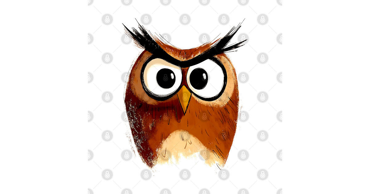 Grumpy Owl Stare - Owl - T-Shirt | TeePublic