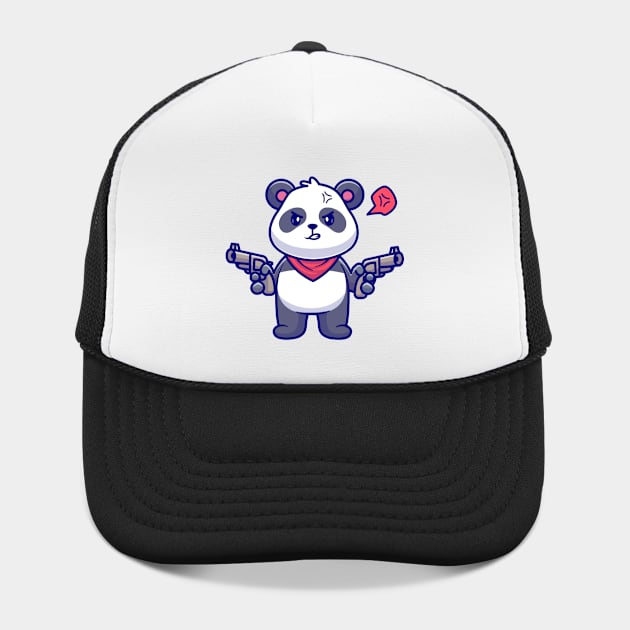 Cute Angry Panda Bandit Holding Gun Pistol Cartoon - Cute Angry Panda ...