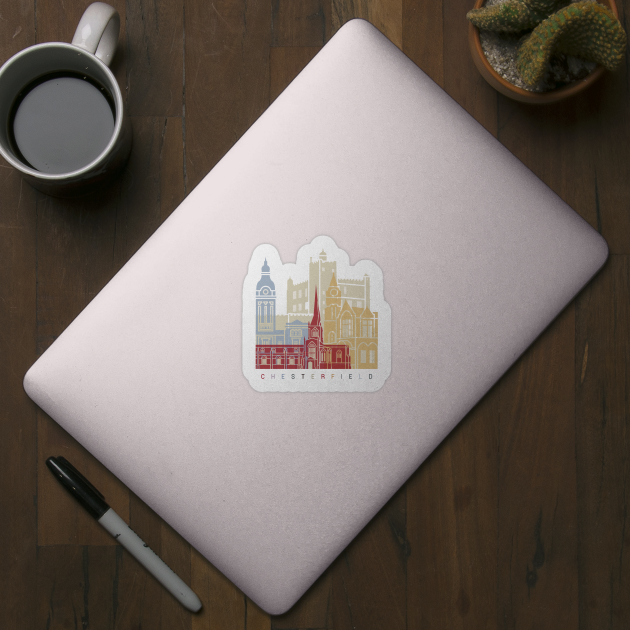 Chesterfield UK skyline poster - Skyline - Sticker | TeePublic