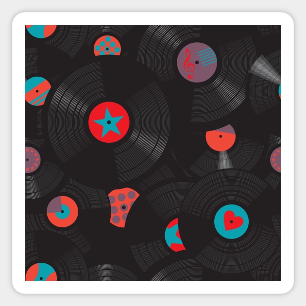 Vinyl records disc collection. Seamless pattern. - Vinyl - Sticker ...