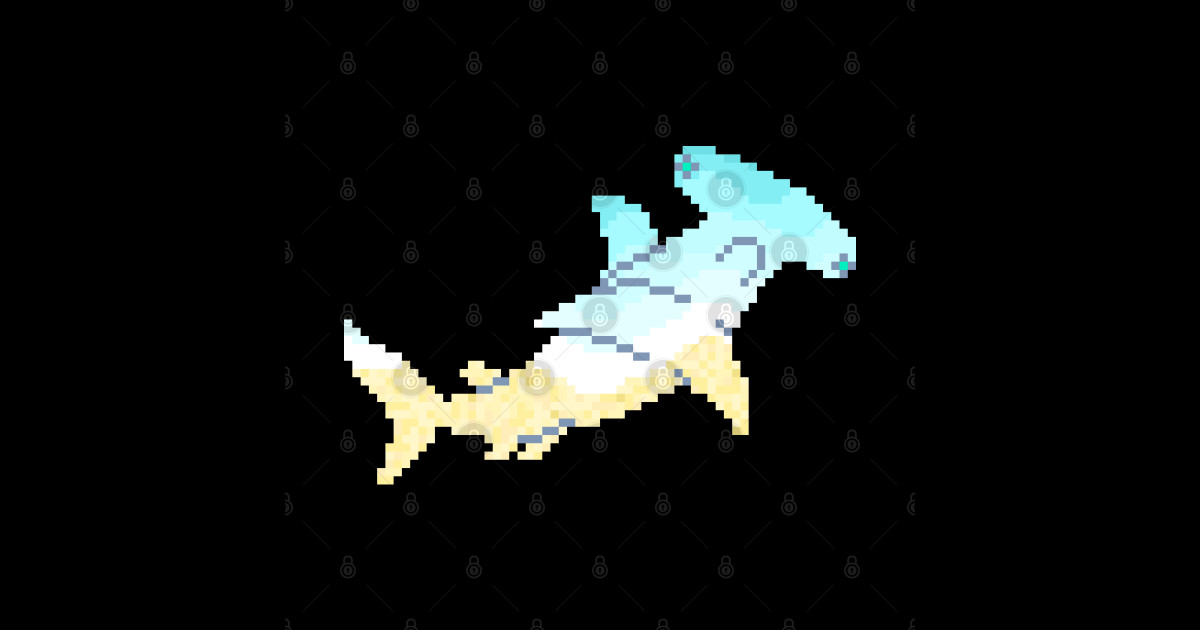 Modern Pixel Sea Hammerhead Shark - Hammerhead Shark - Posters and Art ...