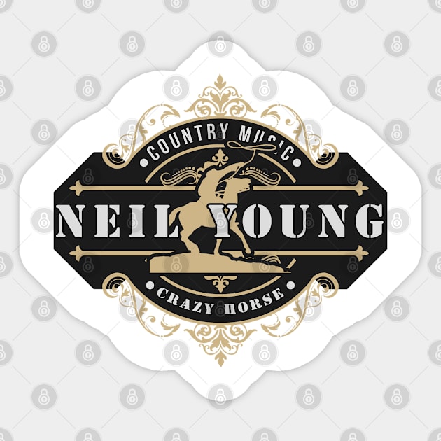 neil young - crazy horse - Art drawing - Neil Young - Sticker | TeePublic