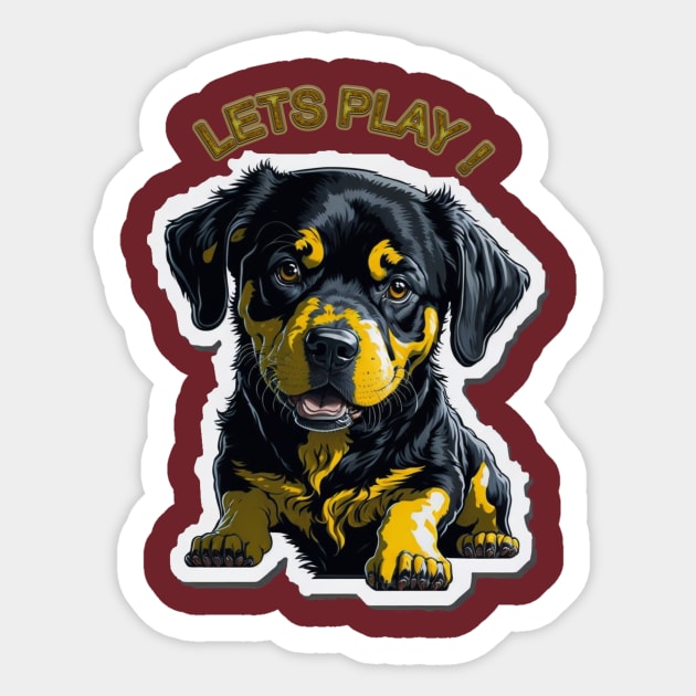 CUTE PUPPY LETS PLAY - Cute Puppy For Any Dog Lover - Sticker | TeePublic