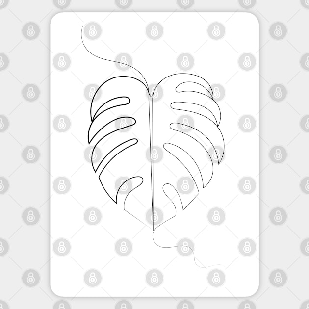 Swiss Cheese Plant Leaf Line Drawing - Swiss Cheese Plant - Sticker ...