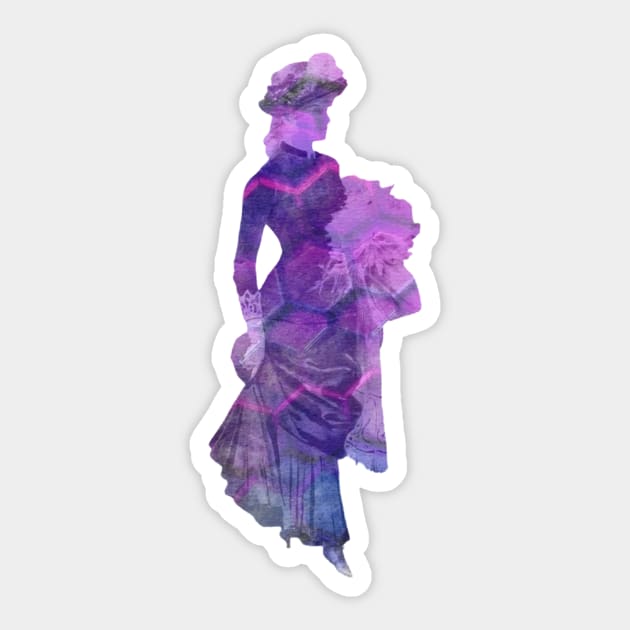 Woman in purple - Double Exposure - Sticker | TeePublic