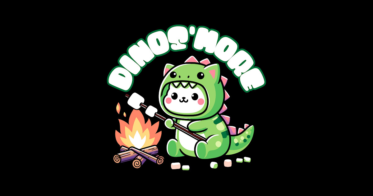 Dino'smore: Kawaii Cat in T-Rex Costume - Cute Campfire Design ...