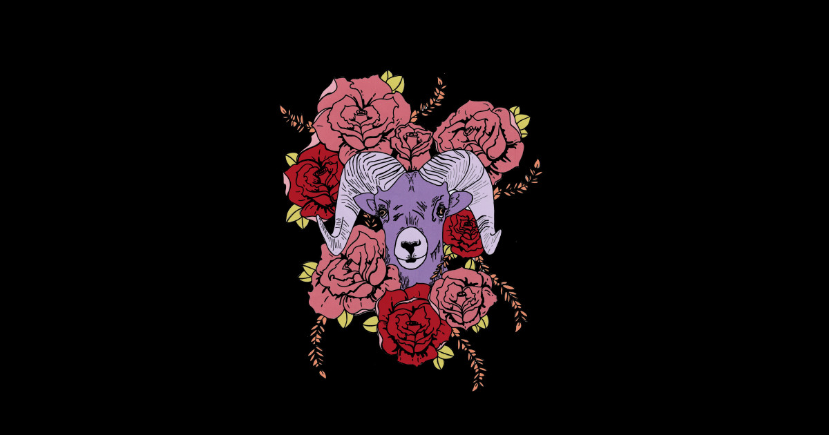 Ram & Roses - Animal - Posters and Art Prints | TeePublic