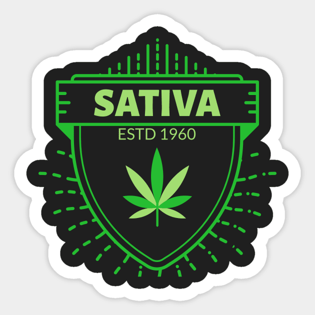 SATIVA ESTD 1960. Weed Design With Cannabis Leaf. - Sativa - Sticker ...