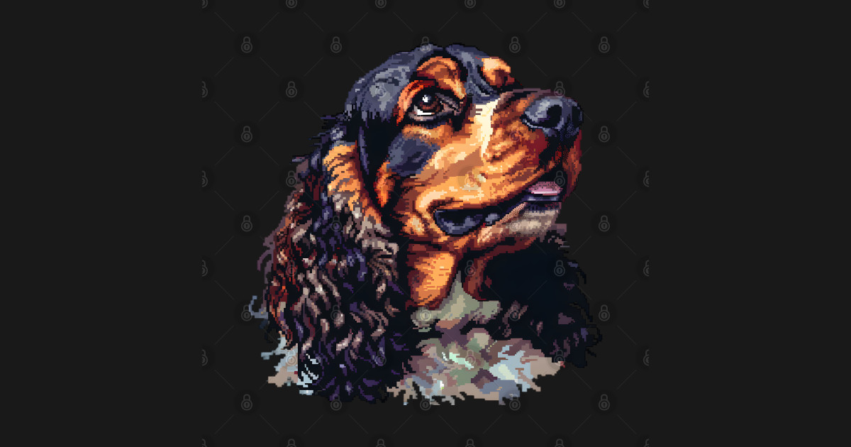 16-bit Pixel Art Cocker Spaniel - Cocker Spaniel - T-Shirt | TeePublic
