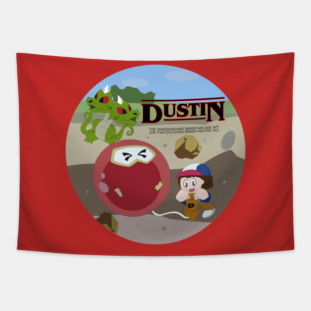 Stranger Things Dig Dug arcade game - Dig Dug - Tapestry | TeePublic
