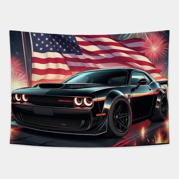 Dodge Challenger Hellcat and The American Flag by Gas Autos - Dodge ...
