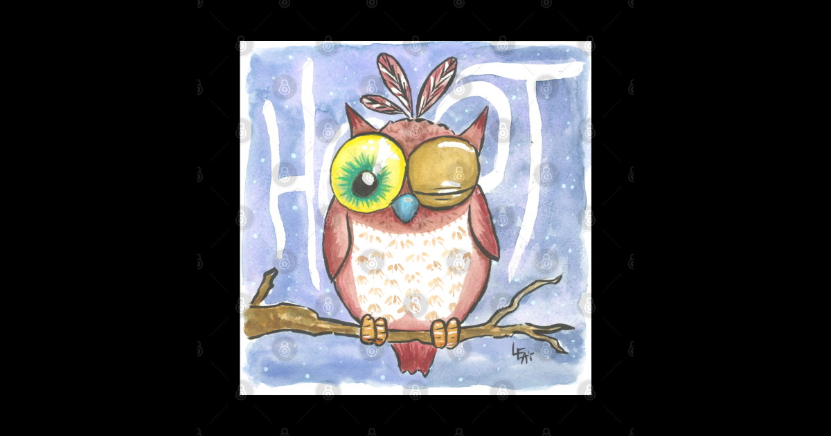 Hoot Cartoon Owl - Owl - Sticker | TeePublic