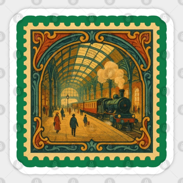 vintage train stamp - Traveling - Sticker | TeePublic