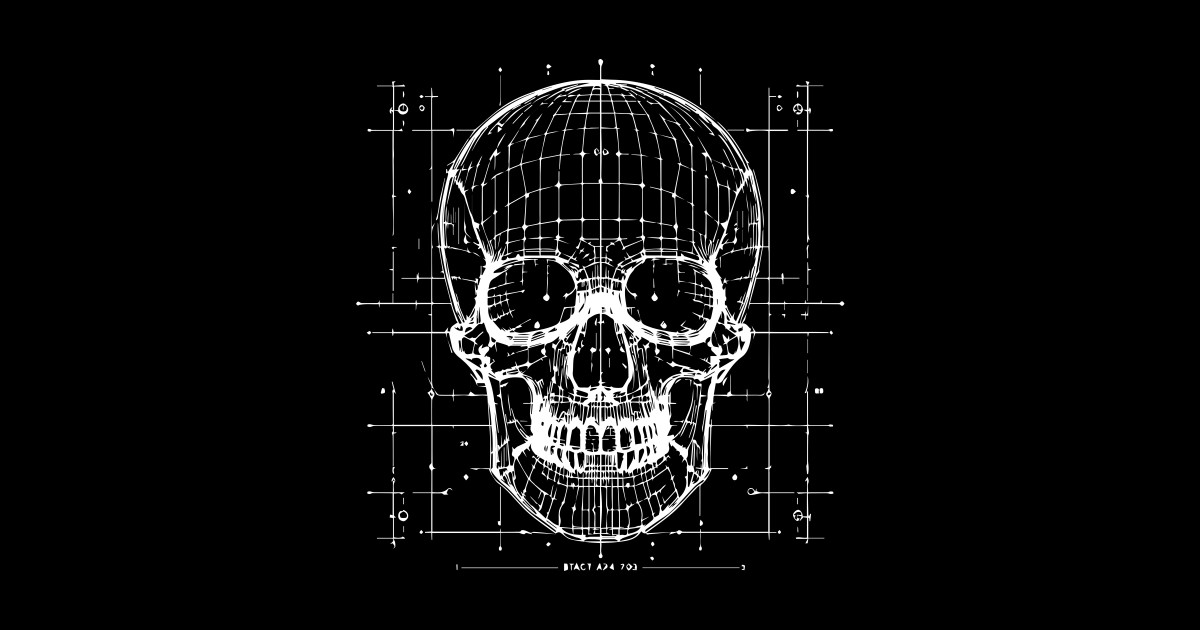 skull blueprint design - Skull - Sticker | TeePublic