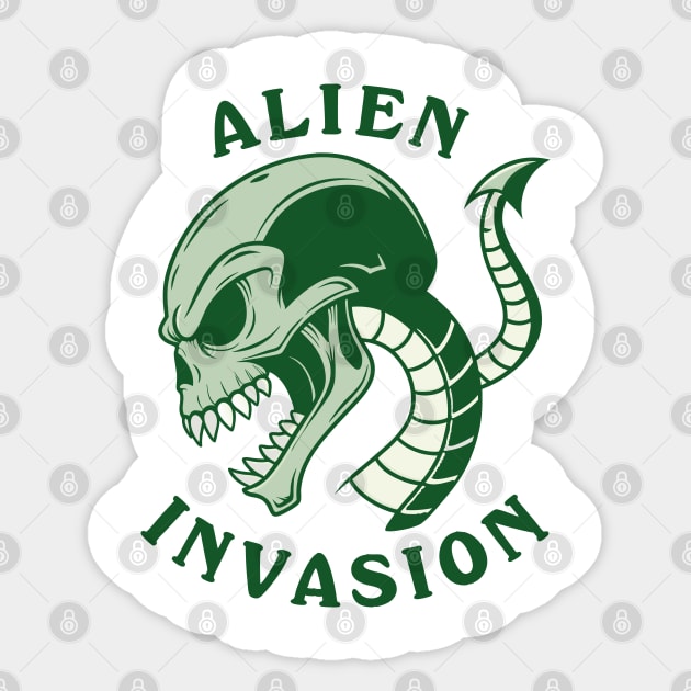 Alien Invasion Icon - Aliens - Sticker | TeePublic