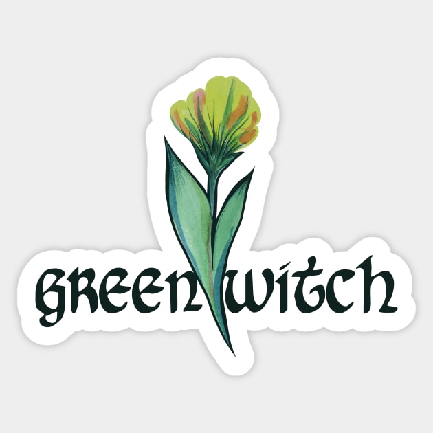 Green Witch Floral Sprout - Green Witch - Sticker | TeePublic