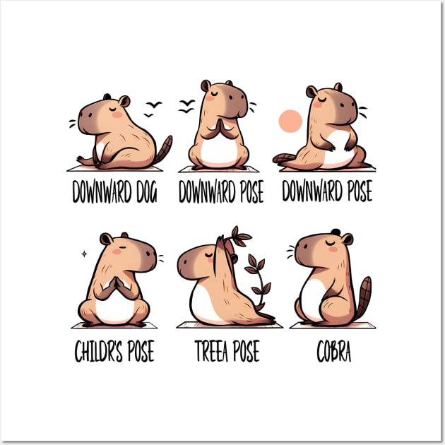 Zen Capybara Yoga Poses Illustration Set - Capybara Yoga Series Playful ...