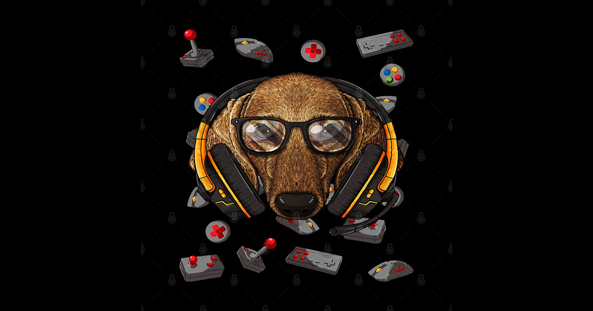 Gamer Dachshund Gaming Dog Video Game Player Boys Kids - Gamer ...