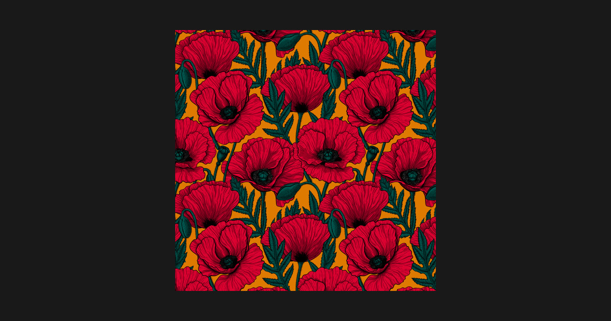 Red poppy garden - Poppy - T-Shirt | TeePublic