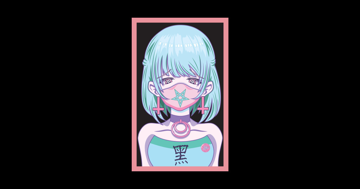 Anime girl, pastel goth satanic pentagram otaku - Goth - Magnet | TeePublic