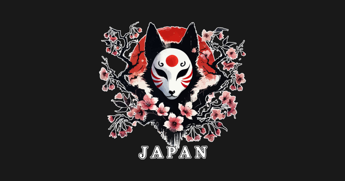 Japan Kitsune Fox Sakura - Japan Kitsune Fox Sakura - T-Shirt | TeePublic