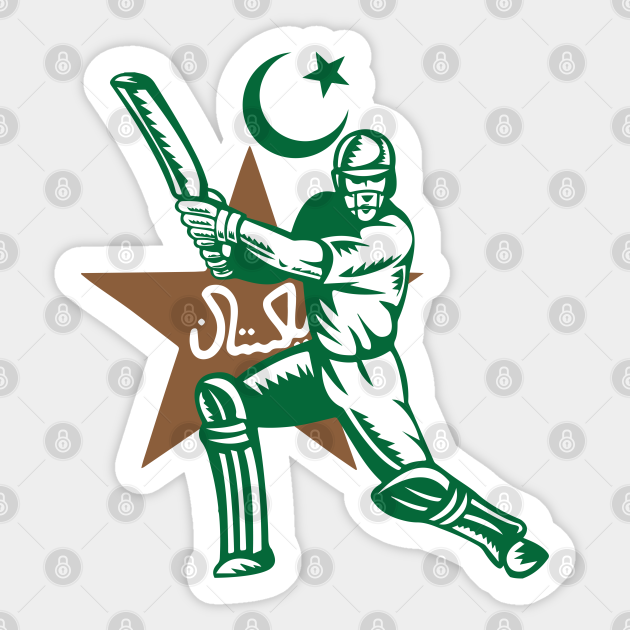 Pakistan Cricket Player Batsman Design - Pakistan - Sticker | TeePublic
