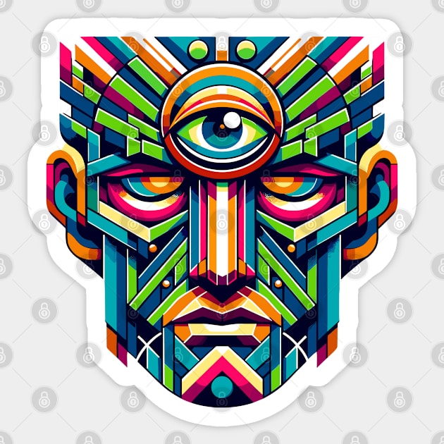 Vibrant Cyclops Vision: Mythical Tribal Art - Cyclops - Sticker | TeePublic