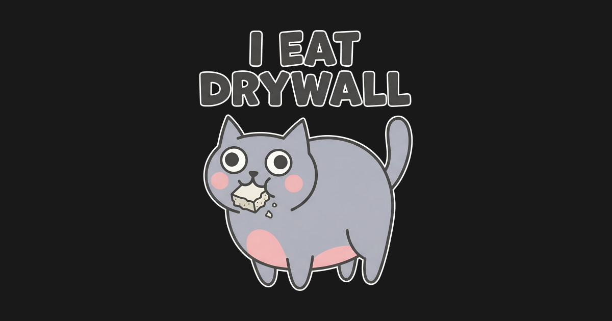 I Eat Drywall Funny Meme Cat - Funny Cat Meme - T-Shirt | TeePublic