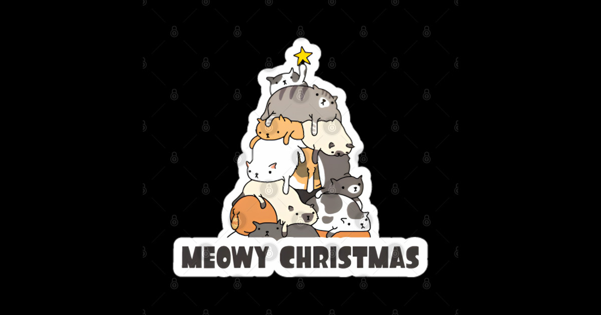Meowy Christmas - Christmas - Sticker | TeePublic