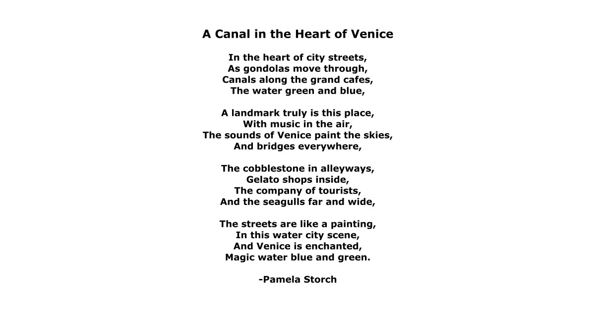 A Canal in the Heart of Venice Poem - Pamela Storch - T-Shirt | TeePublic